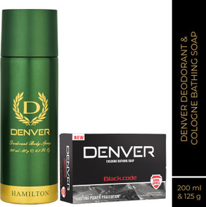DENVER Deo 200 Ml & Black Code Soap 125g Deodorant Spray - For Men ...