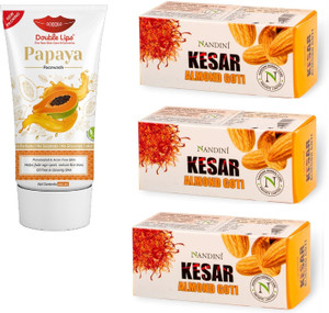 Nandini Kesar Almond Goti Facial soap For Man & Women, 25g.(Pack of 3 ...