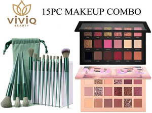 VIVIQ 15Pc Professional Makeup Combo Set of 2 Eyeshadow Palettes and ...