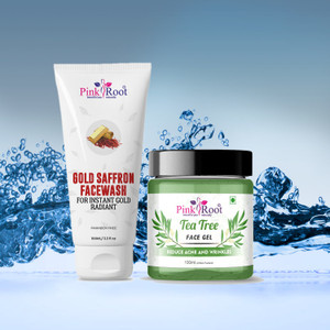 PINKROOT Tea Tree Face Gel 100gm with Gold Saffron Facewash 100gm Price ...