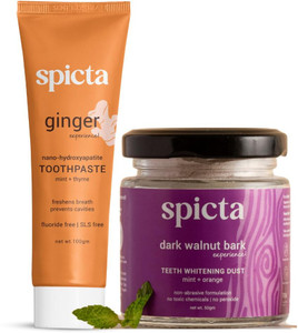 SPICTA Gingerr Mint Natural Toothpaste 100gm & Walnut Bark Teeth ...