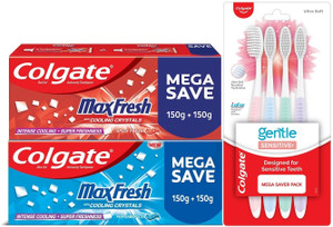 Colgate MaxFresh Red 300g & Blue 300g Toothpaste with Gentle Sensitive ...