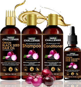 INDO CHALLENGE Naturals Onion hair oil shampoo conditioner with hair ...