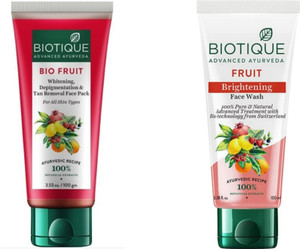 BIOTIQUE Fruit Face Pack 100gm & Fruit Face Wash 100 ML Price in India ...