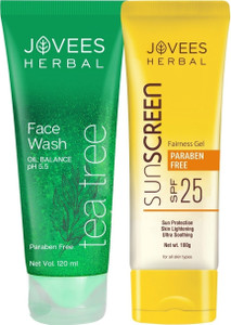 Jovees Herbal Tea Tree Facewash For Oily Skin and Suncreen Fairness Gel ...