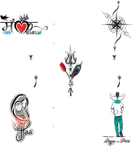 surmul Mom Dad,Trishul, Peacock Wings ,Compass Tattoo For male And ...