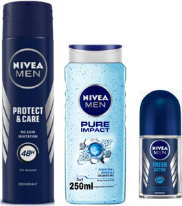 NIVEA Protect care Deo Pure Impact 250ml SG Fresh Active 25ml Roll on ...