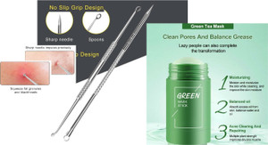REIMICHI NEW Green Tea Mud Mask Stick & Black head removing needle ...