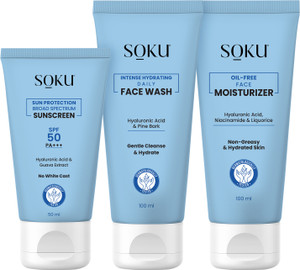 SOKU Sun & Hydration Essentials SPF 50 Sunscreen Hydrating Face Wash ...