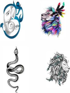 voorkoms Snack Lion And Ganesh And Om Temporary Tattoo Sticker For Male ...