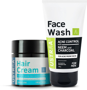 USTRAA Hair Cream for men Daily Use & Face Wash Acne Control - Neem ...
