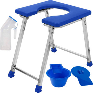 NEOSAFE Stainless Steel Foldable Shower Commode Chair With Anti Slip ...