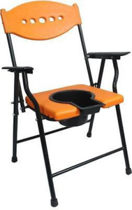 aidcare ADULT Safe chair(ORANGE)Mobile Commode Chair with Anti Skid ...