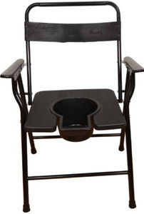 CLASORA COMMODE CHAIR BLACK WITH POT Bathing Room Mobile Commode Chair ...