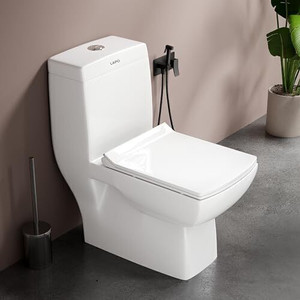 LAPO Ceramic One Piece Western Toilet Commode with Soft Close Toilet ...