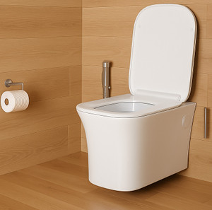 Moro Wall-Hung Rimless Western Toilet Commode with 4D Siphonic Flushing ...