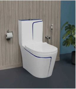 D O T C02 Premium White Commode With So Blue Finishing Line And Round ...