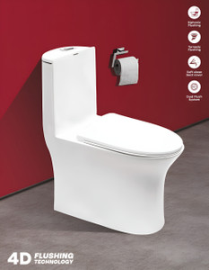 BACKBONE CERAMIC Modern Rimless One-Piece Toilet – Compact S-Trap, Soft ...