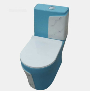 clayplus Ceramic Shining T Blue commode with Black Finishing Line and ...