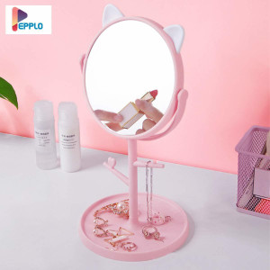 pepplo Cat Shape Makeup Mirror Standing Table Vanity Mirror on Stand ...