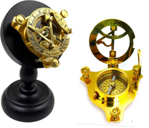 Ascent India Brass Sundial compass triangle sun clock with wood Display ...