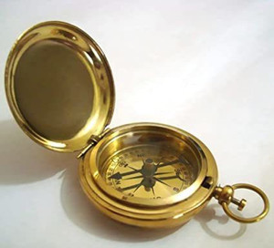 SUA Brass Push Button Pocket Compass (Polish Brass_2 Inch) Compass ...