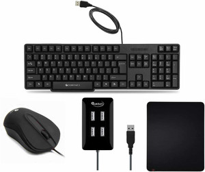 ZEBRONICS K20 Wired Keyboard, Wing Wired Optical Mouse, 4 port USB Hub ...