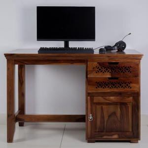 Woodmaze Sheesham Wood Computer Table with Drawer and Door Storage ...