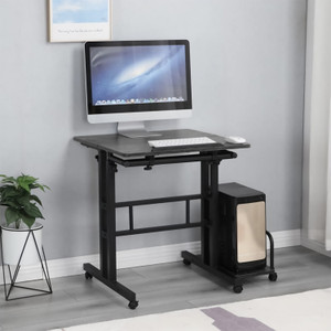 Livzing Height Adjustable Computer Table with Locking Wheels Engineered ...