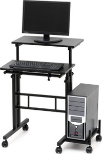 Livzing Height Adjustable Computer Table with Locking Wheels Engineered ...