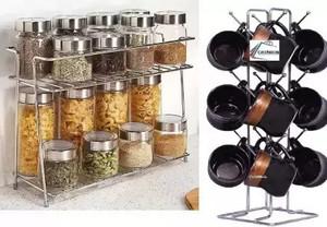 BALSUN Utensil Kitchen Rack Steel Stainless Steel 2 Layer Spice Rack ...