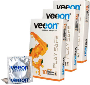 Veeon Play Safe Multi Texture Flavored Condoms (Mango) Condom Price in ...