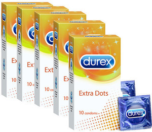 DUREX Extra Dotted Condoms for Men - 10 Count Pack of 5 Condom Price in ...
