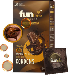Funtime Dotted, Ribbed & Contoured Tempting Chocolate Flavored Condom ...