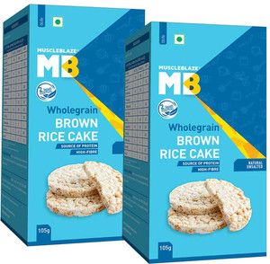 MUSCLEBLAZE Wholegrain Brown Rice Cake, Natural Unsalted, High Fibre ...