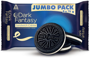 Sunfeast Dark Fantasy Vanilla Creme, Dark Crunchy Biscuit with Smooth ...
