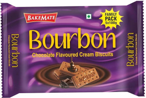 BAKEMATE Bourbon Chocolate Flavored Cream Filled Biscuits Family Pack ...