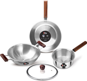 MILTON Procook Triply Stainless Steel 4pc with Wood Handle Saucepan ...