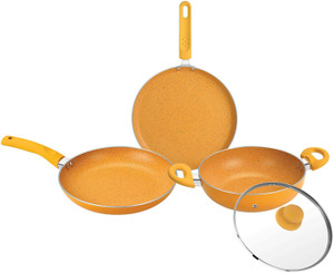 BERGNER Tasty Non-Stick 4 Pcs Cookware Set with Soft Touch Handle, Less ...