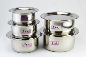 IM ENTERPRISE Tope steel Set With Lid,Patila Set,Tapeli Set With Lid ...
