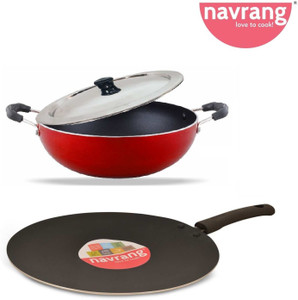 NAVRANG NONSTICK 3PCS COMBO SET ROTI TAWA/CONCAVE TAWA/KADAI 220 WITH ...
