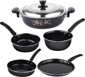 Divya Shri Karahi with Steel Lid, Tawa, Sauce Pan, Tadka Pan & Frying ...