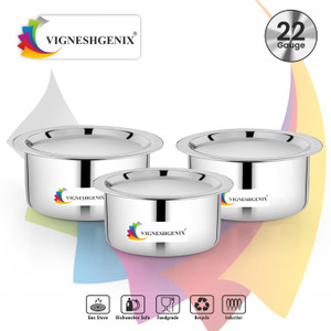 MKIU Pack of 3 Stainless Steel Stainless Steel Tope Set 22-Gauge Heavy ...