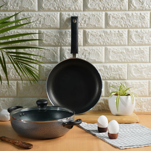 Kreme DELUXE 3mm NonStick Induction Bottom 240 kadai + 240 Fry Pan Set ...