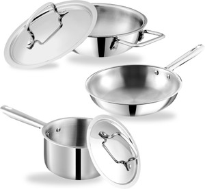 Kraft Futuretec Triply 3 Pcs Combo of Kadai, Frypan, Saucepan Induction ...