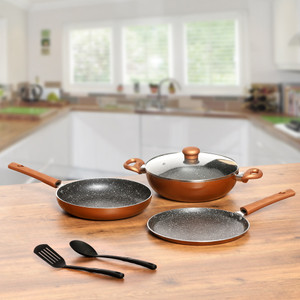 Kreme Granite Induction Bottom Non-Stick Coated Cookware Set Price in ...