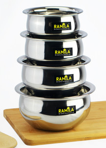 RAMILA Cookware Handi Set - 4 Pcs /Steel Handi Set / 1.5-L,1-L,0.75-L,0 ...