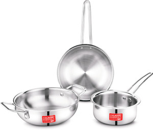 Classic Essentials Triply Kadhai 22cm, Saucepan 16cm, Frypan 22cm Combo ...