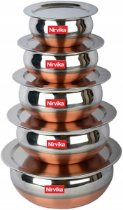 Nirvika Copper handi Set with Lid Induction Bottom Non-Stick Coated ...