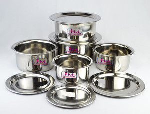 IM ENTERPRISE Steel Tope Set With Lid,Patila Set,Tapeli Set With Lid(10 ...
